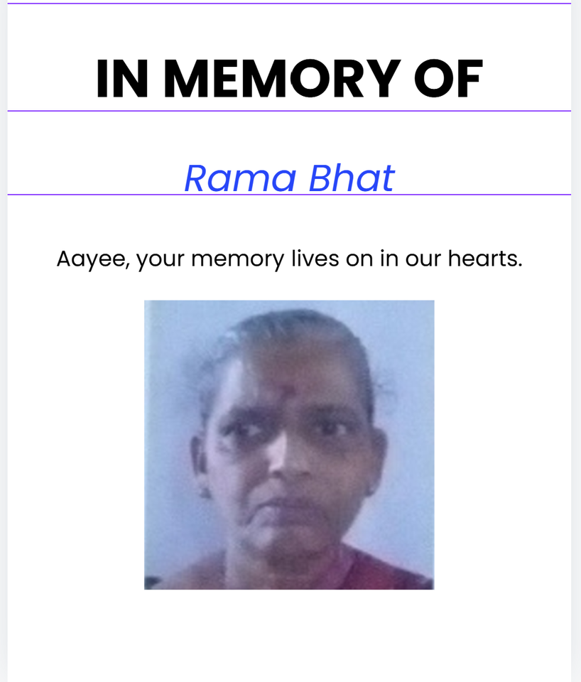 Luminaria In Memory Of Rama Bhat - American Cancer Society