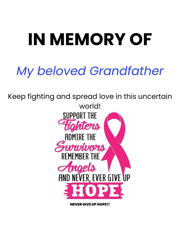 Luminaria In Memory Of Beloved Grandfather - American Cancer Society